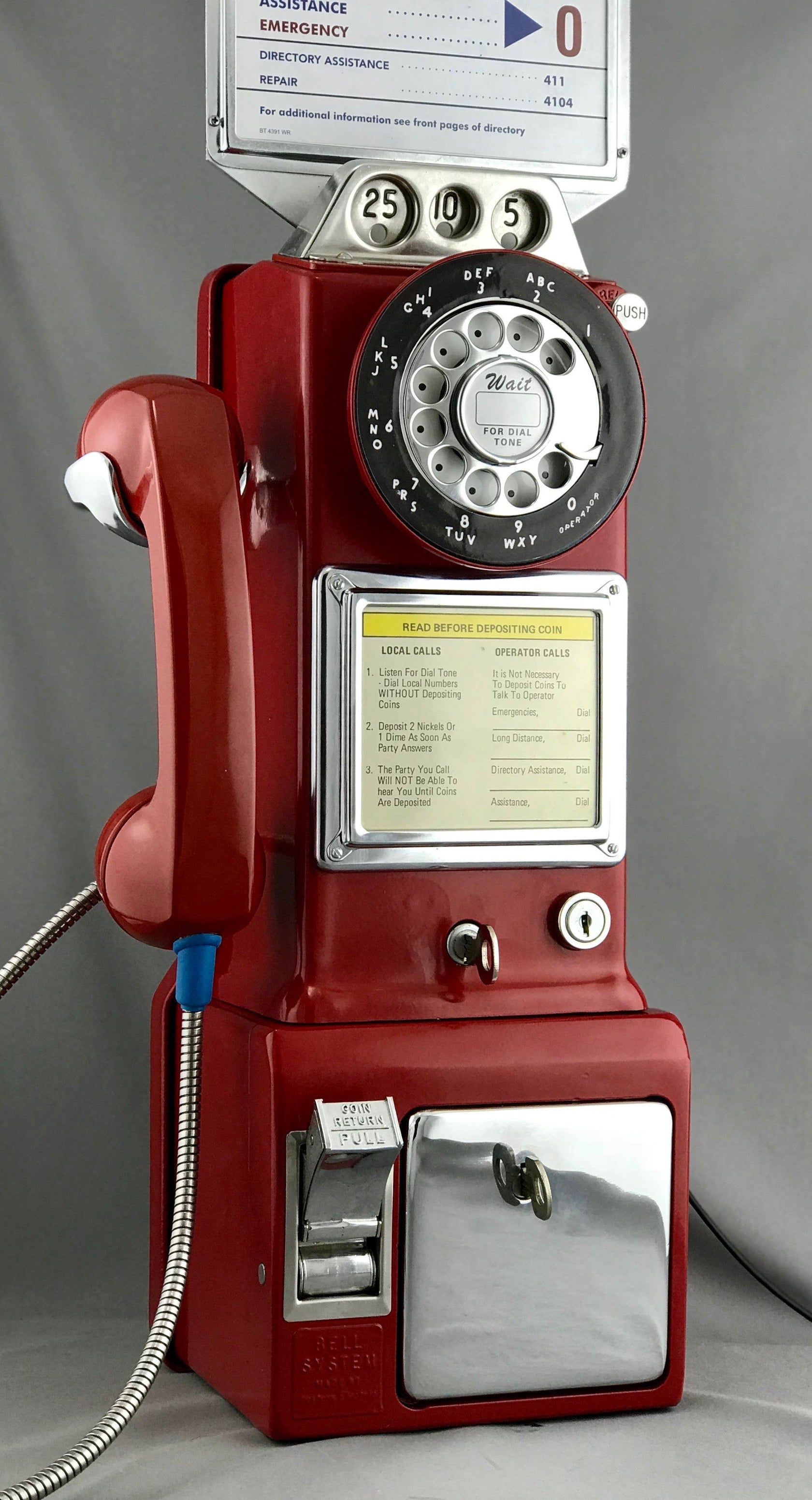 Model 233 3 slot payphone - Red - Oldphoneworks – oldphoneworks